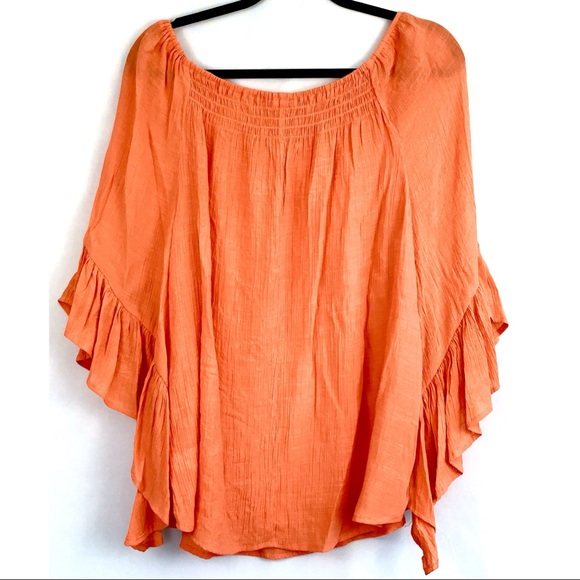 Est. 1948 | Tops | Orange Off The Shoulder Ruffle Top | Poshmark